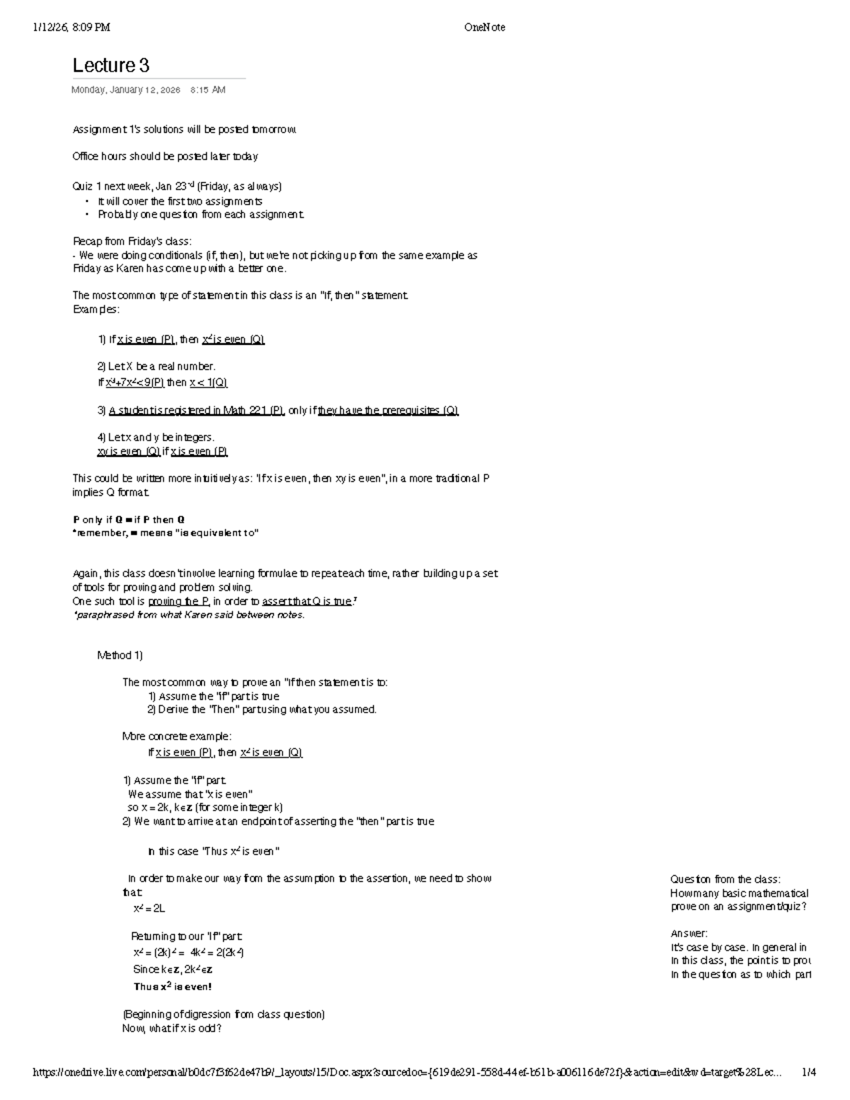 Lecture 3 Notes - Math 221: Conditionals & Proof Techniques - Studocu