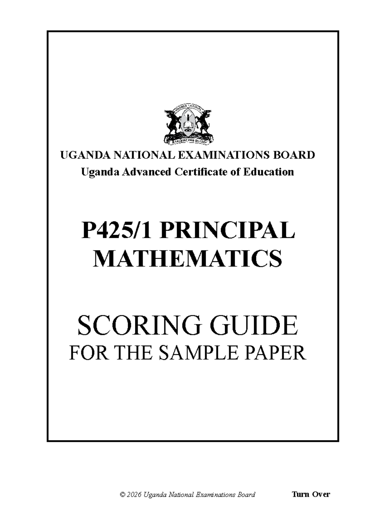 A Level Math 1,1: Principal Mathematics Scoring Guide 2026 - Studocu
