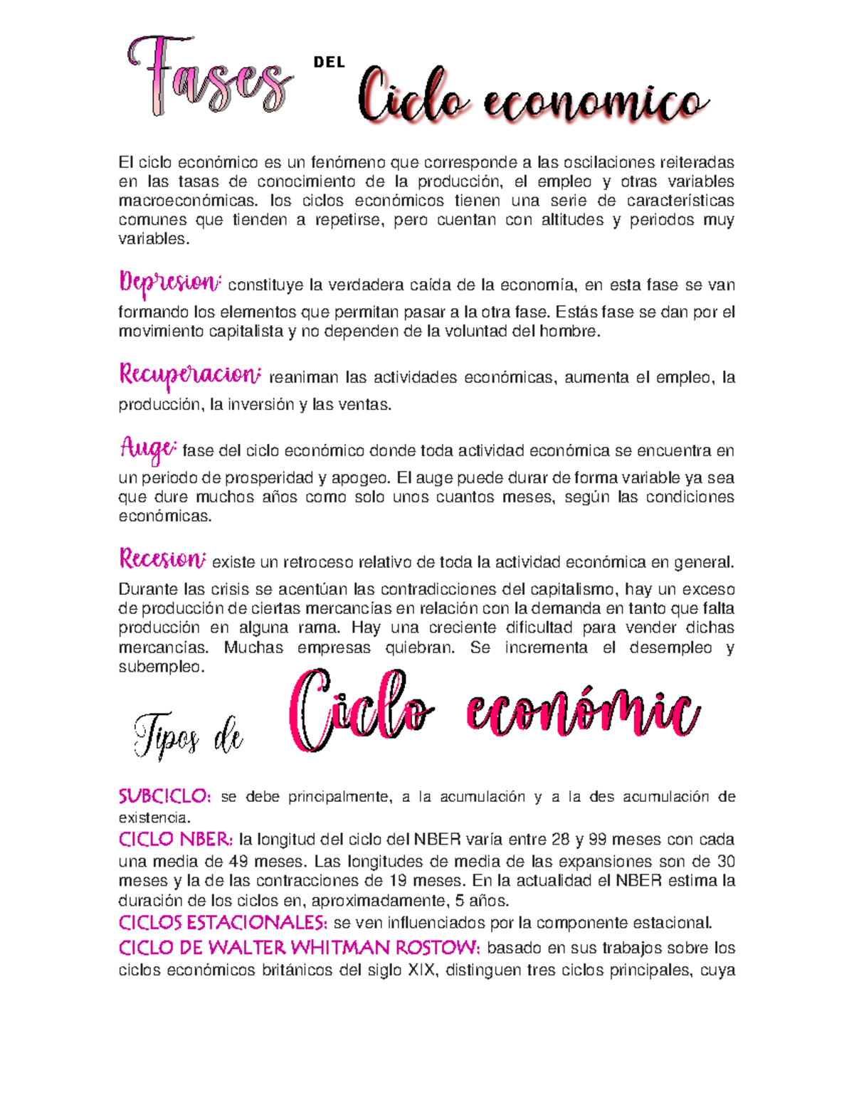 Fases DEL Ciclo Economico 1 - El ciclo económico es un fenómeno que ...