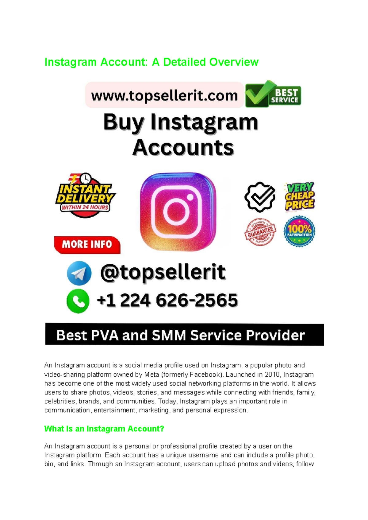 Instagram Account Overview: Features, Types, and Responsible Use - Studocu