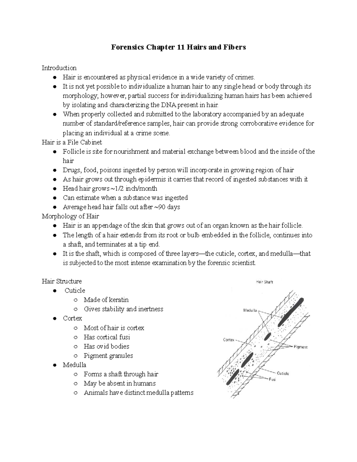 Forensic Science Ch 11 Review - Forensics Chapter 11 Hairs and Fibers ...