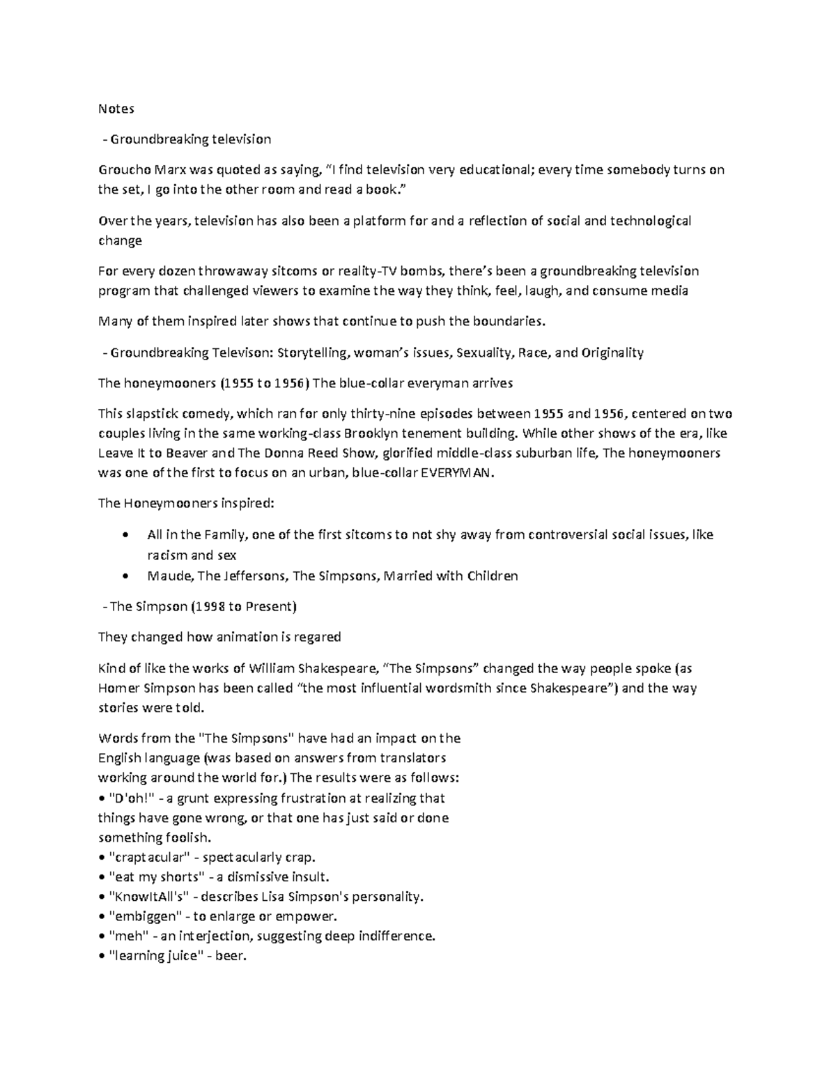 106 Episodic Production Notes: History and Groundbreaking Shows - Studocu