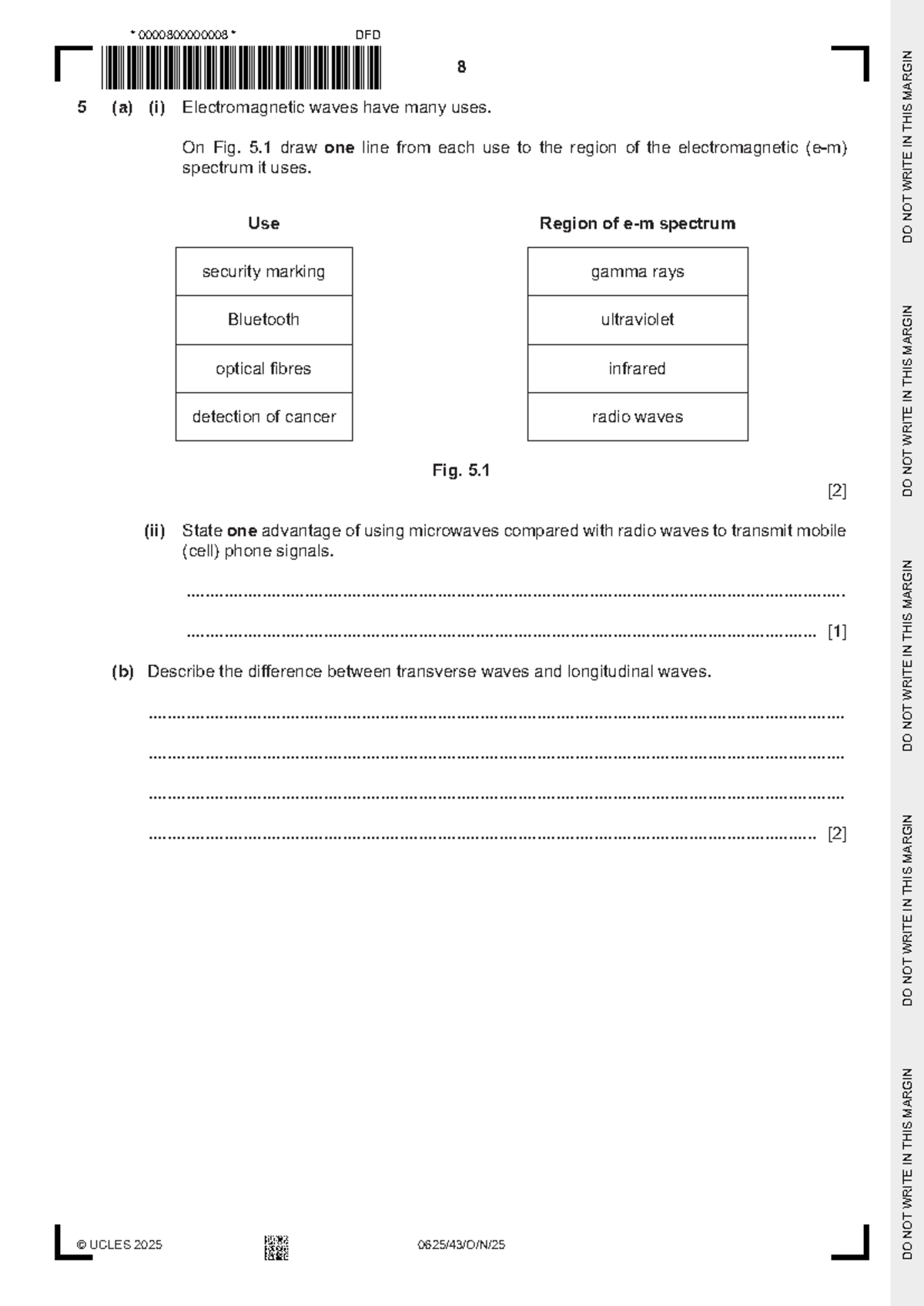 Electromagnetic Waves and Their Applications - 0625 W25 QP 43-8-19 ...