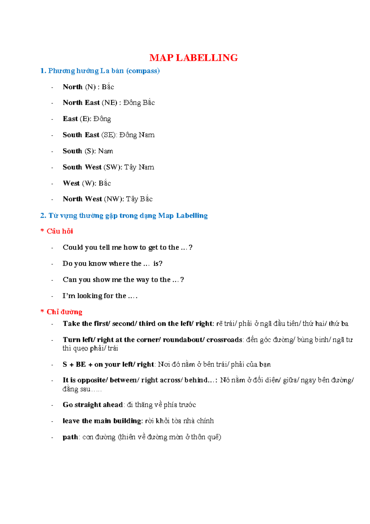 MAP Labelling - IELTS Preparation Guide - Studocu