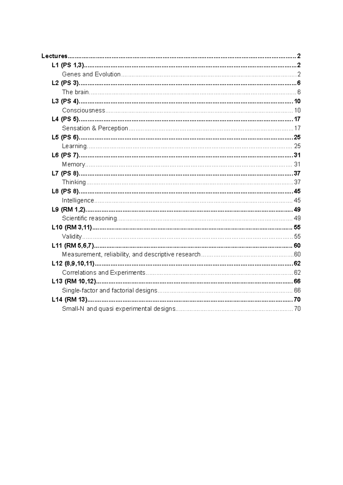 Intro to Psychology Lecture Notes (HC) - Concepts of Genes ...