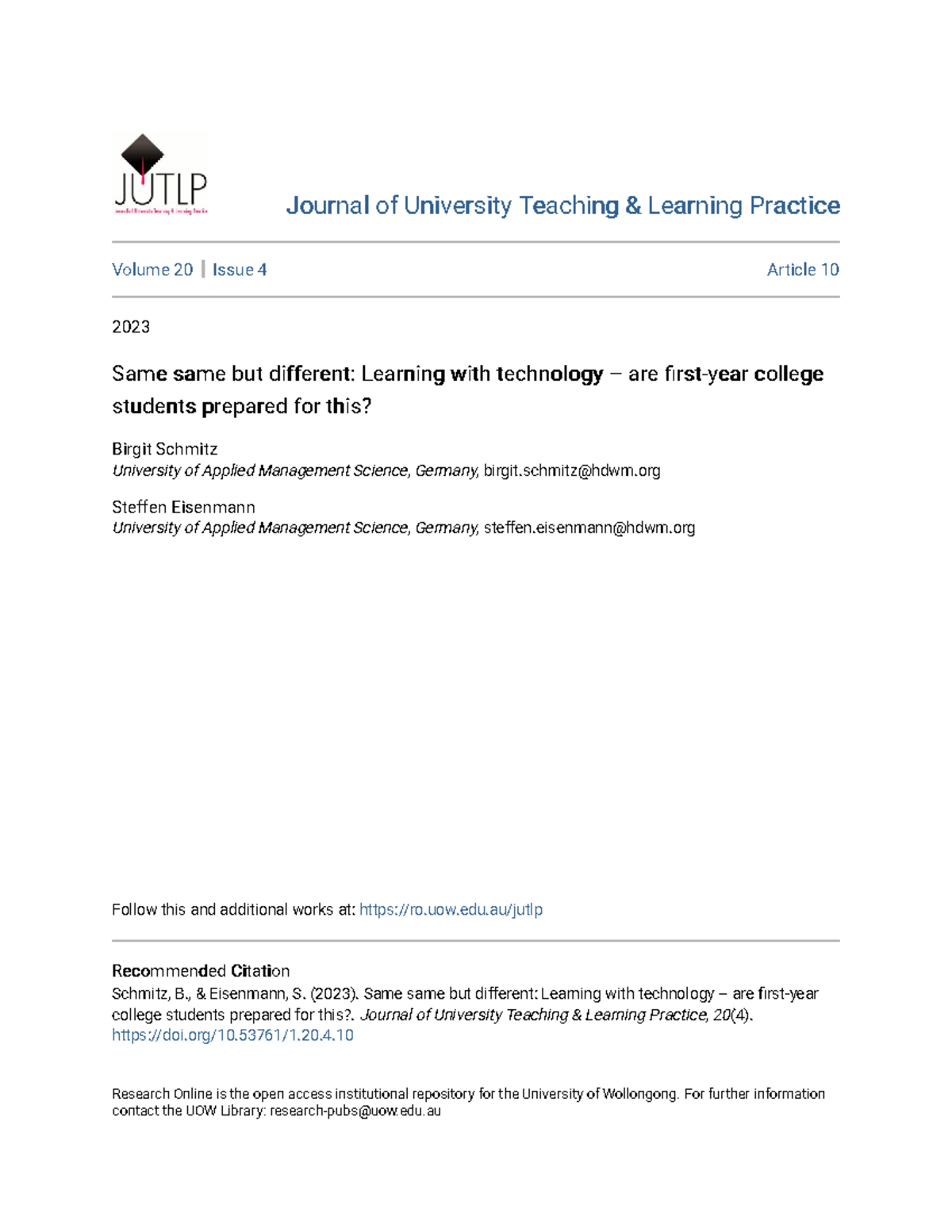 Same Same but Different: First-Year Students' Readiness for Online Learning - Studocu