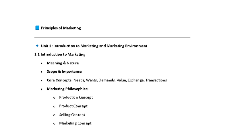 Marketing Principles (MKT101): Unit 1 - Introduction to Marketing ...