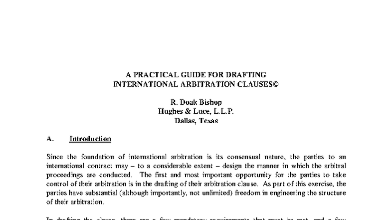 Drafting Effective Arbitration Clauses: A Practical Guide for ARB 101 ...