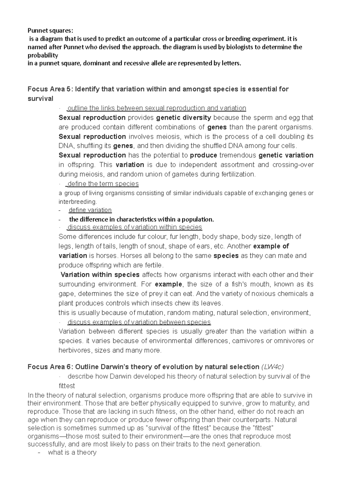 Genetic Evolution 2 - Lecture Notes on Punnett Squares and Natural ...