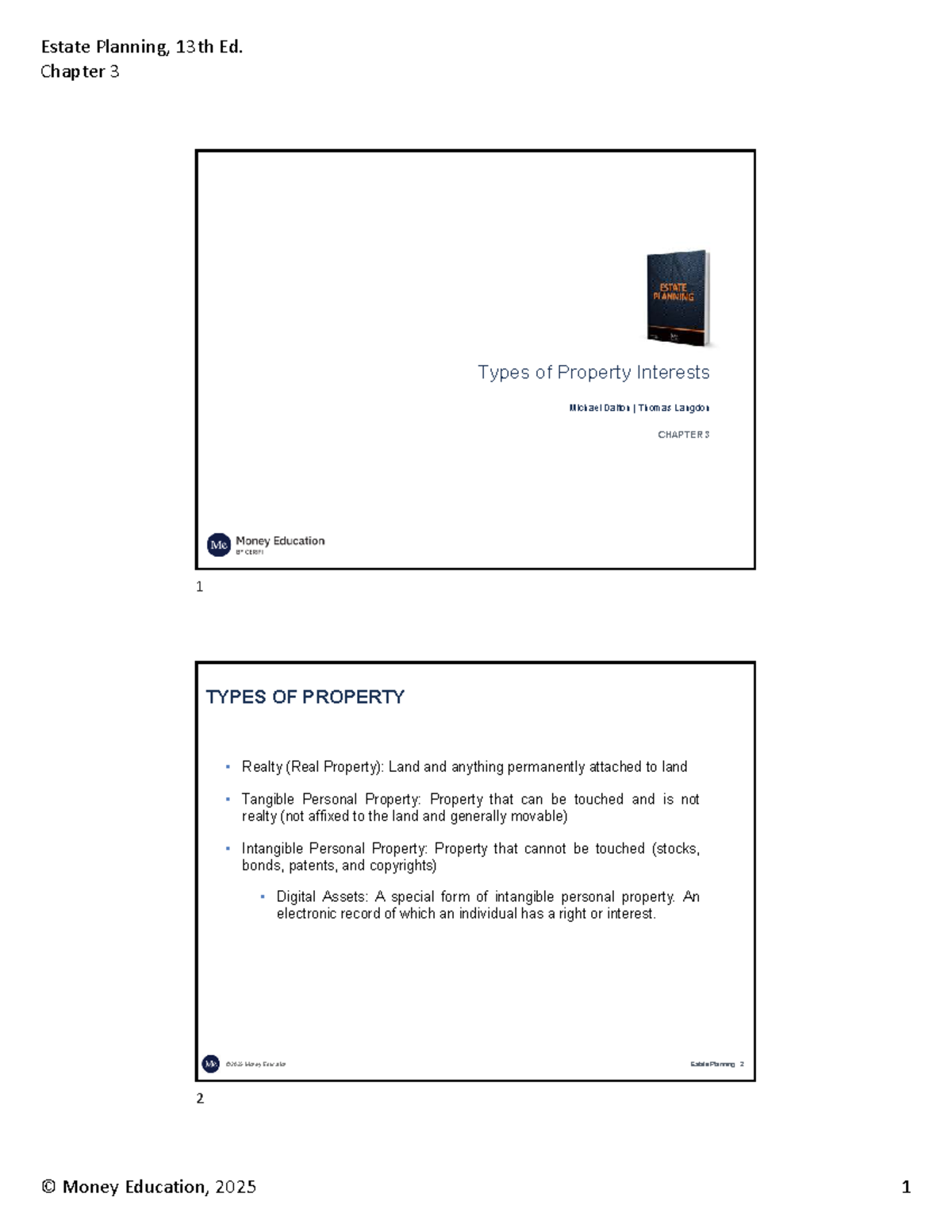 Estate Planning, 13th Ed. Chapter 03: Types of Property Interests - Studocu