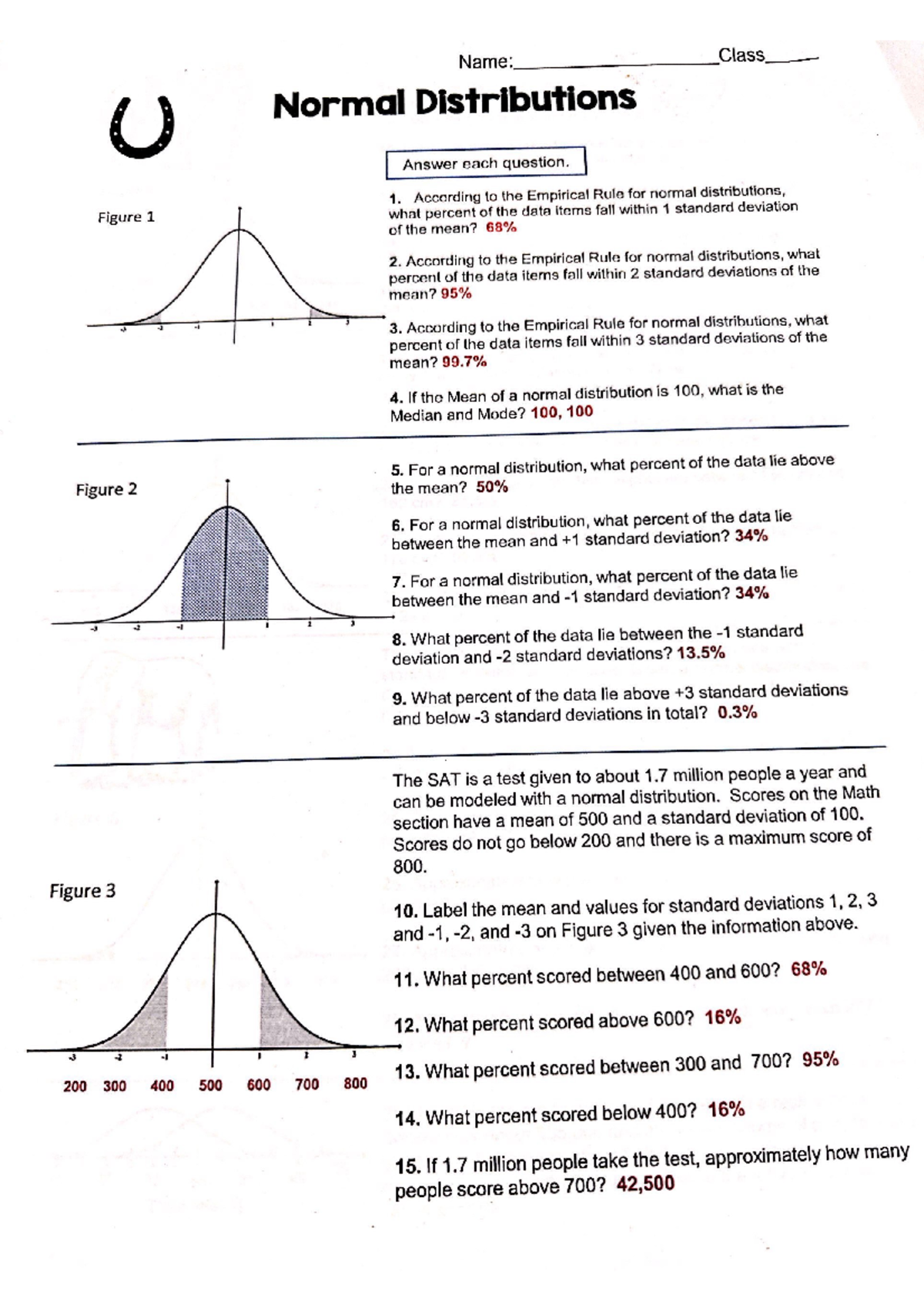 Normal Distributions Q&A - AP Statistics (9-25-24) Answer Key - Studocu