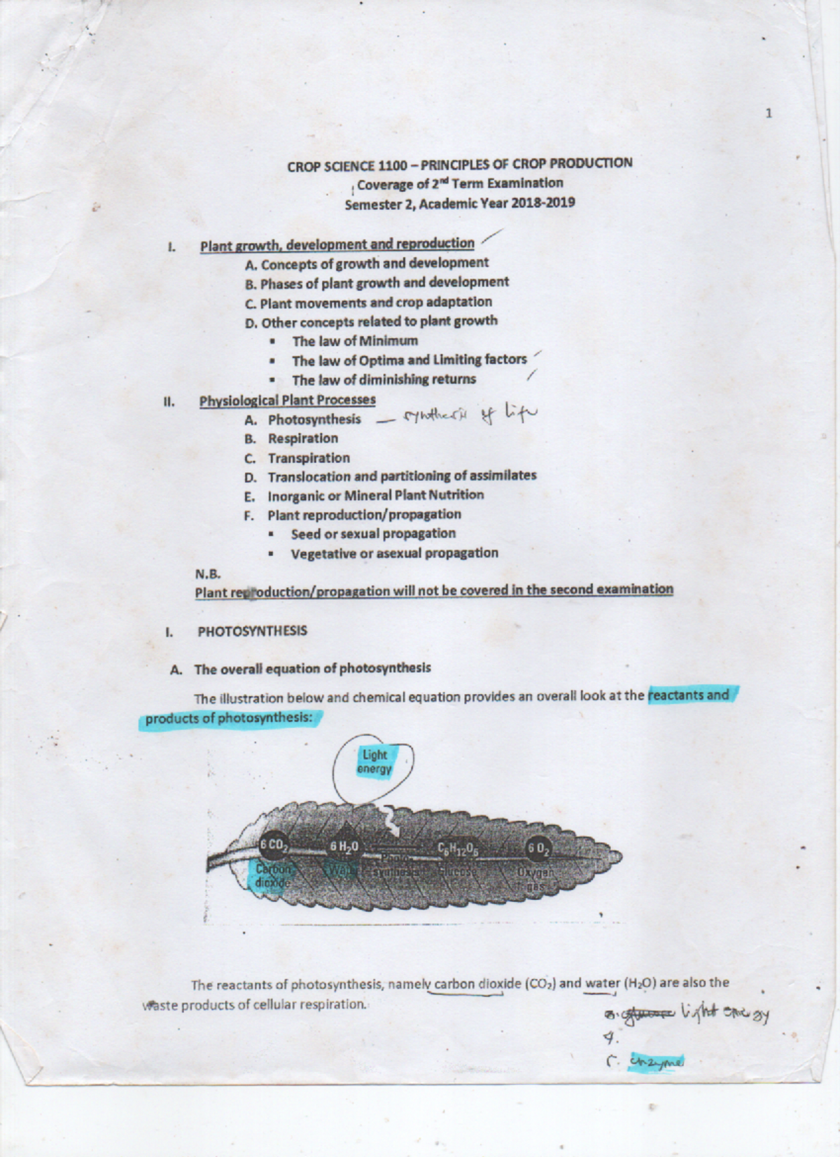 CROP Science 1100 - Principles of CROP Production - Crop science - Studocu