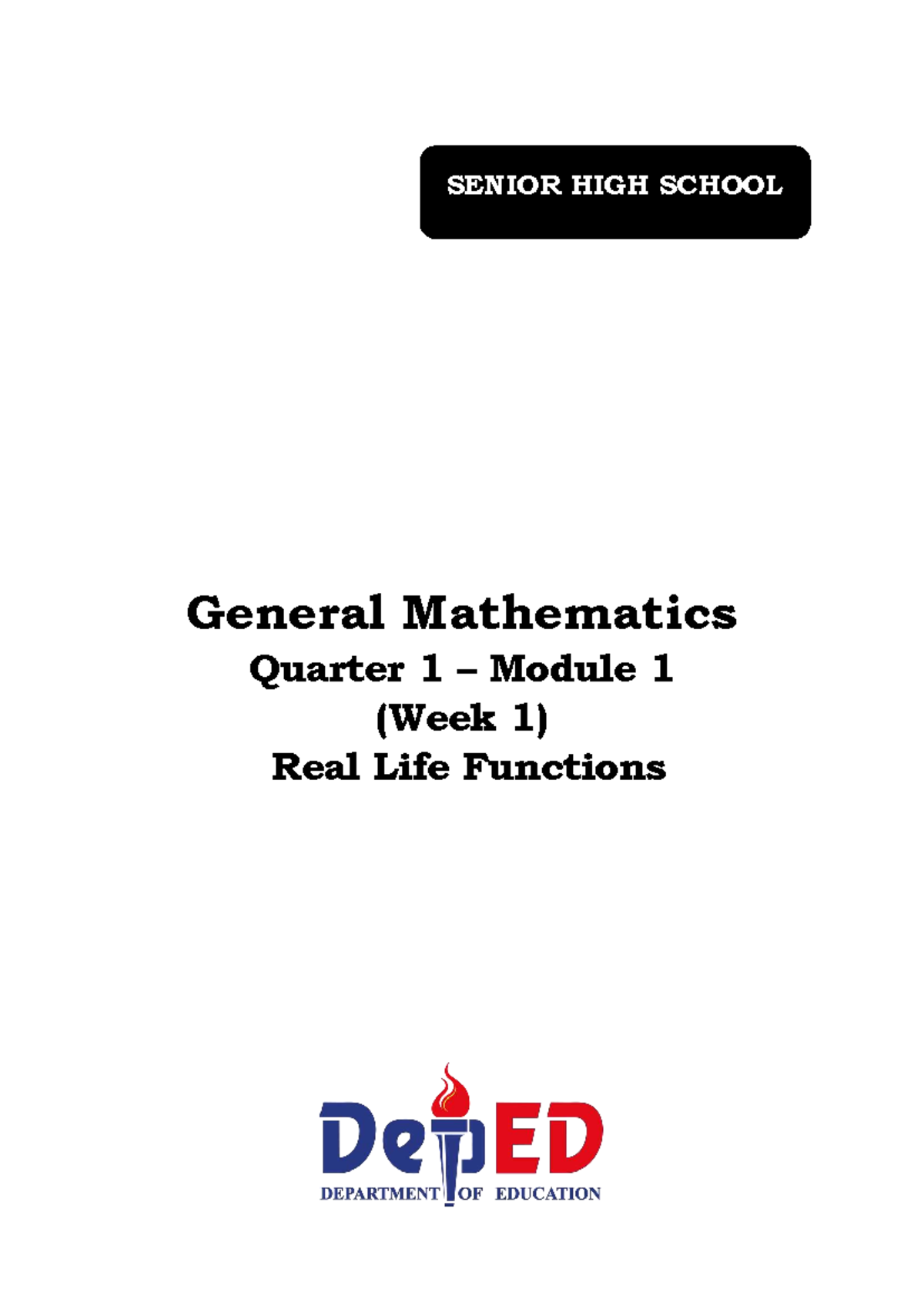 Q1 General Mathematics: Real Life Functions Module 1 - Studocu