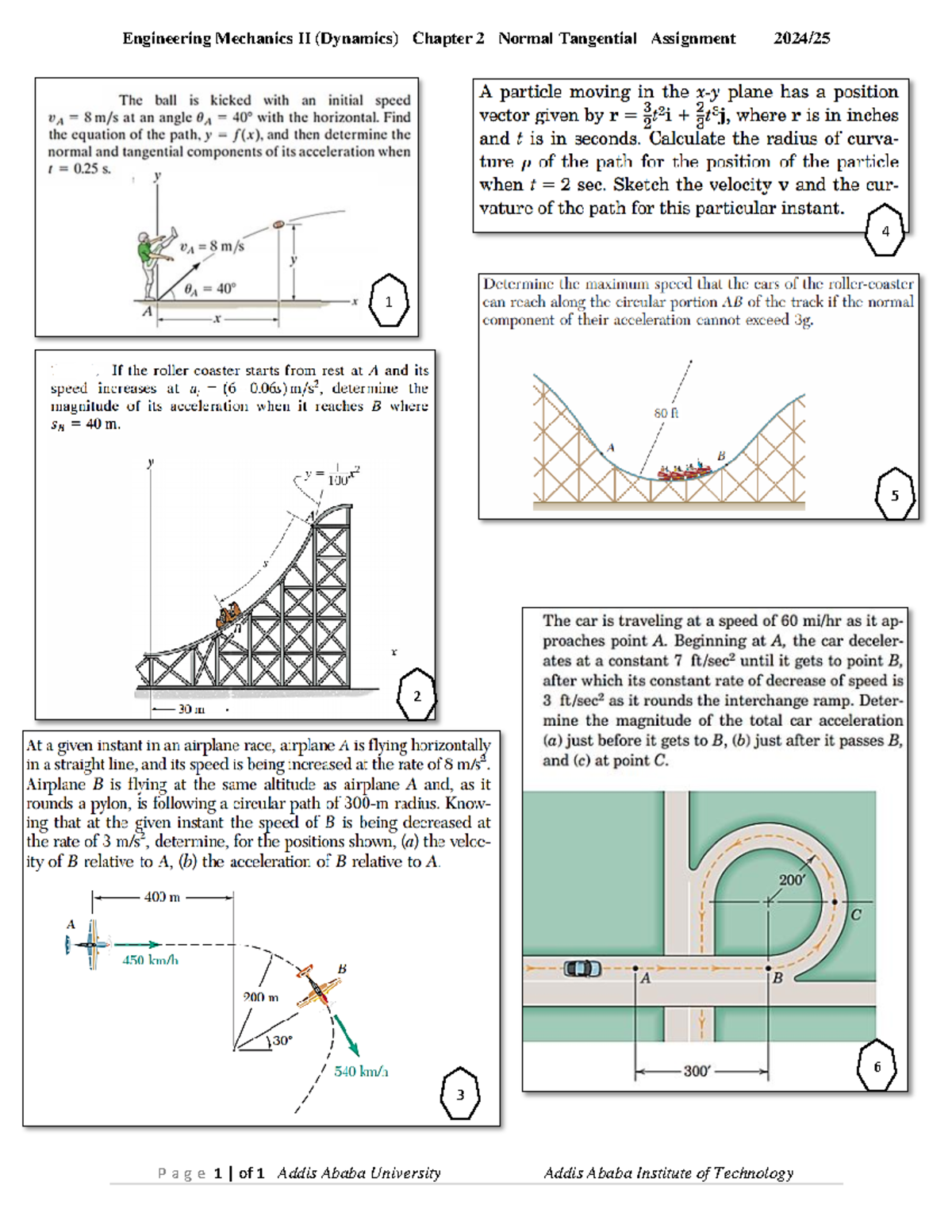 Worksheet CH2 Normal Tangentail Motion - Static and dynamic - P a g e 1 ...