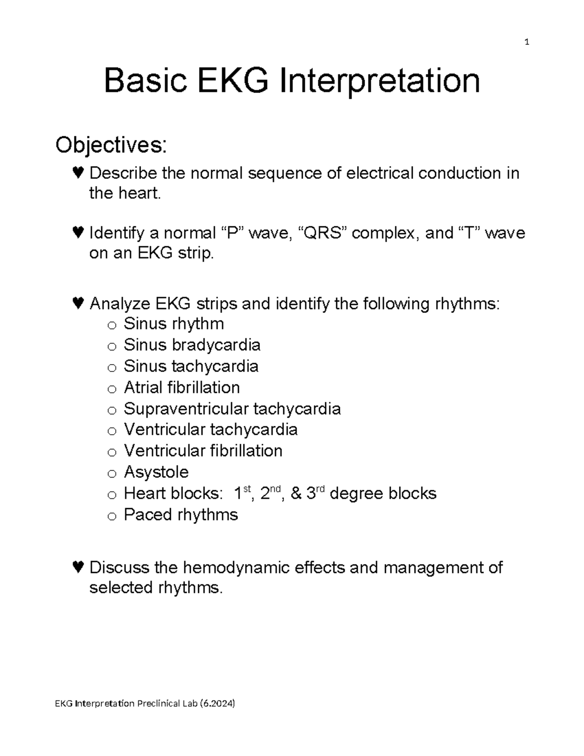 Basic EKG Interpretation Packet for Preclinical Lab-1 - Basic EKG ...