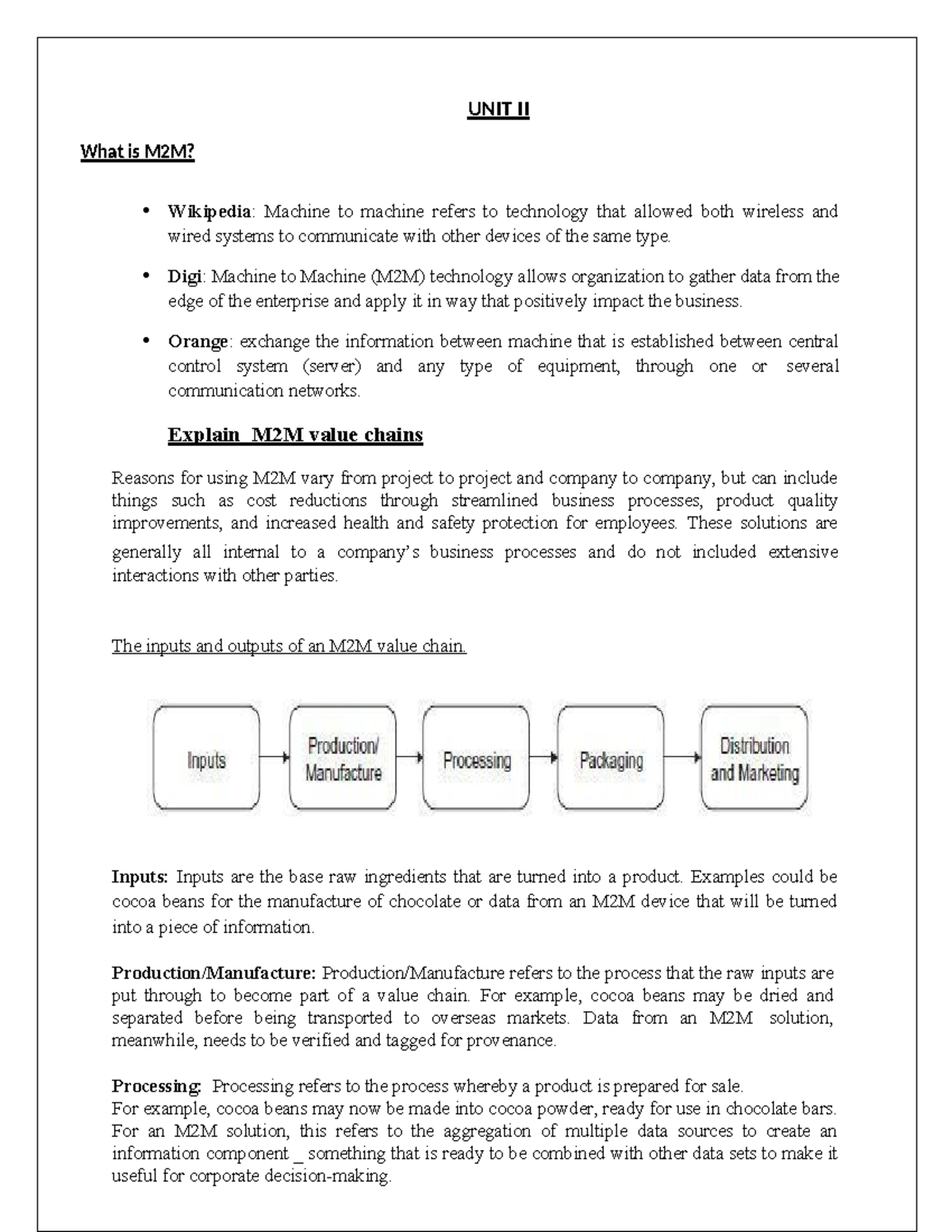 Unit 2: M2M & IoT Notes - Value Chains and Architectures - Studocu