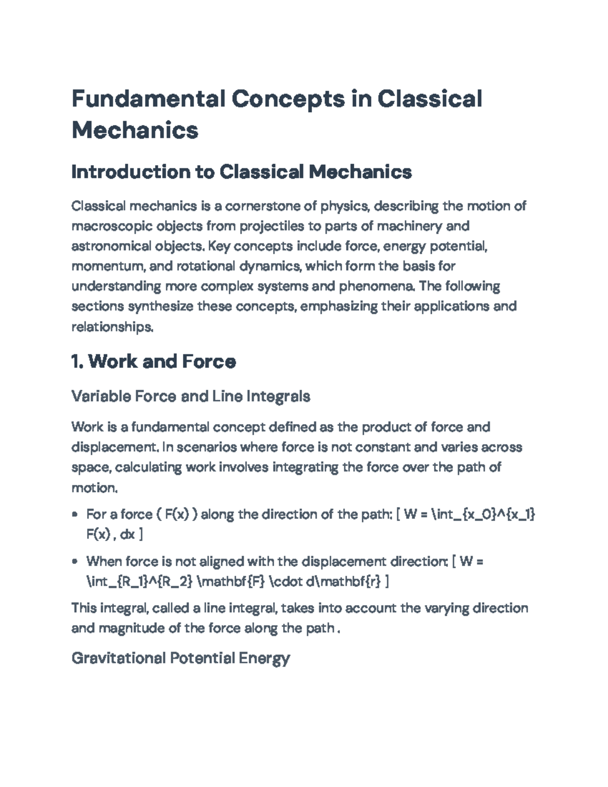 Fundamental Concepts in Classical Mechanics: An Overview (PHYS101 ...