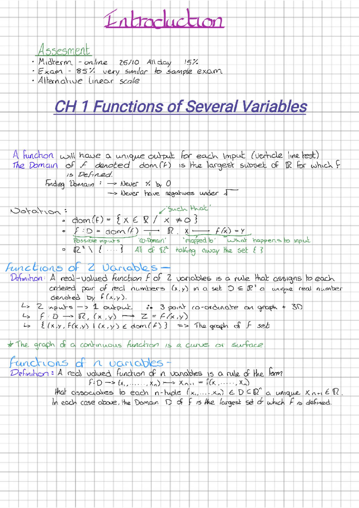 Multivariable Calculus Ch 1 2 Midterm Exam Review Notes Studocu