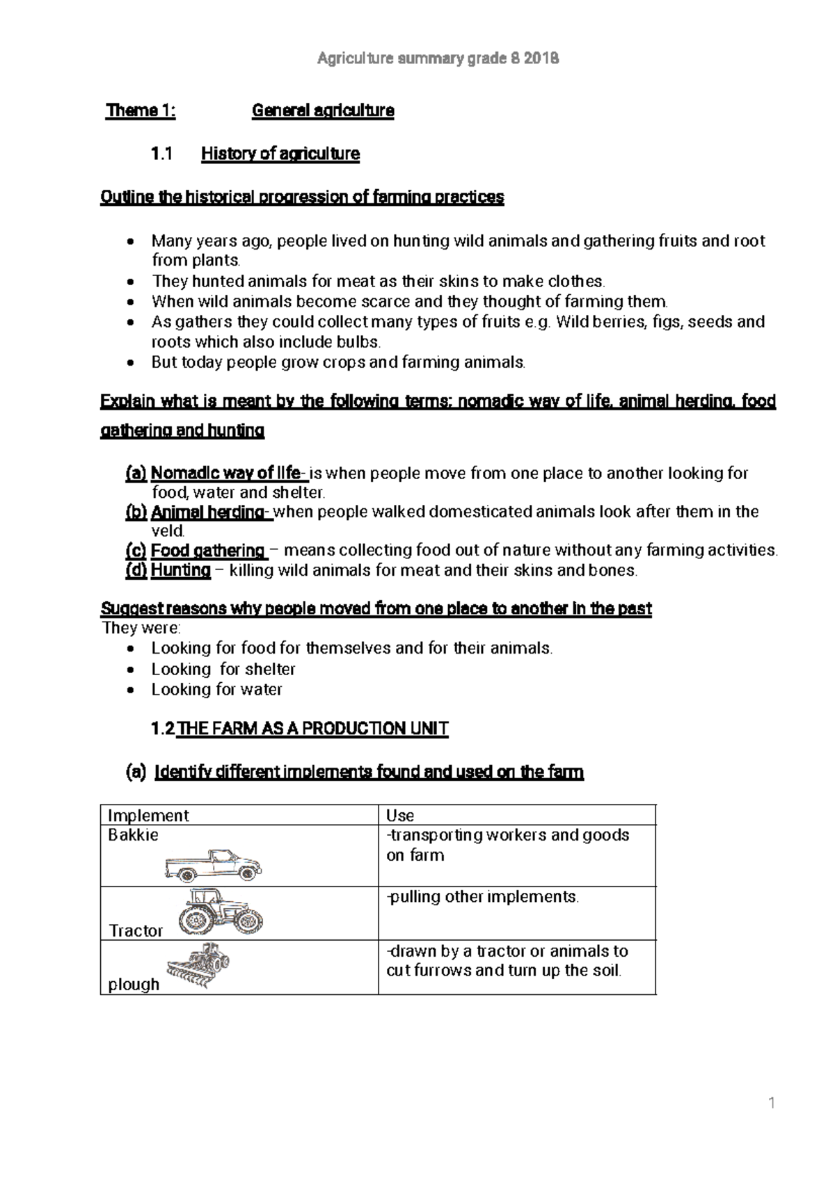 Grade 8 Agriculture Summary: Key Concepts and Practices - Studocu