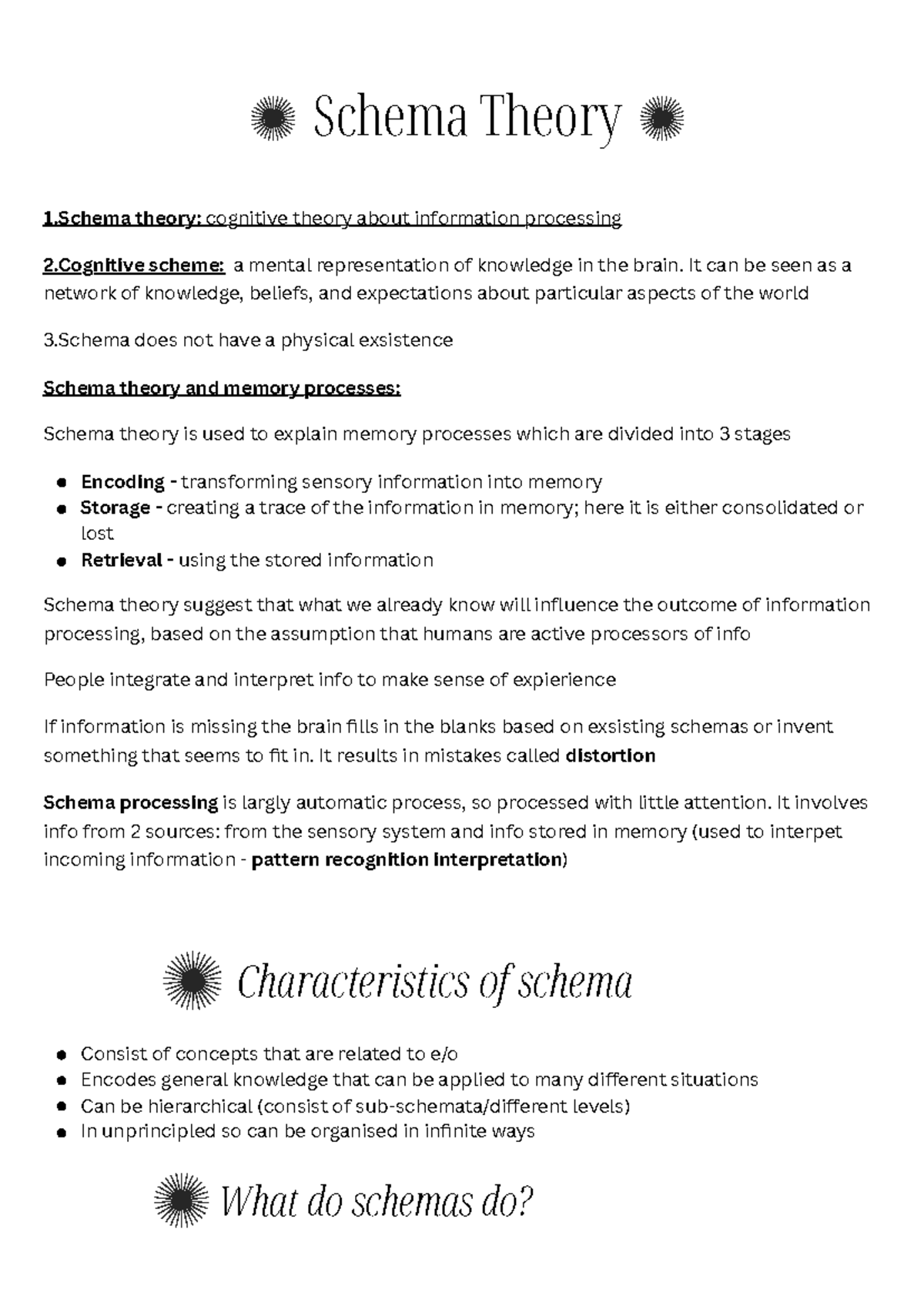 Schema Theory: Understanding Cognitive Processing and Memory - Studocu