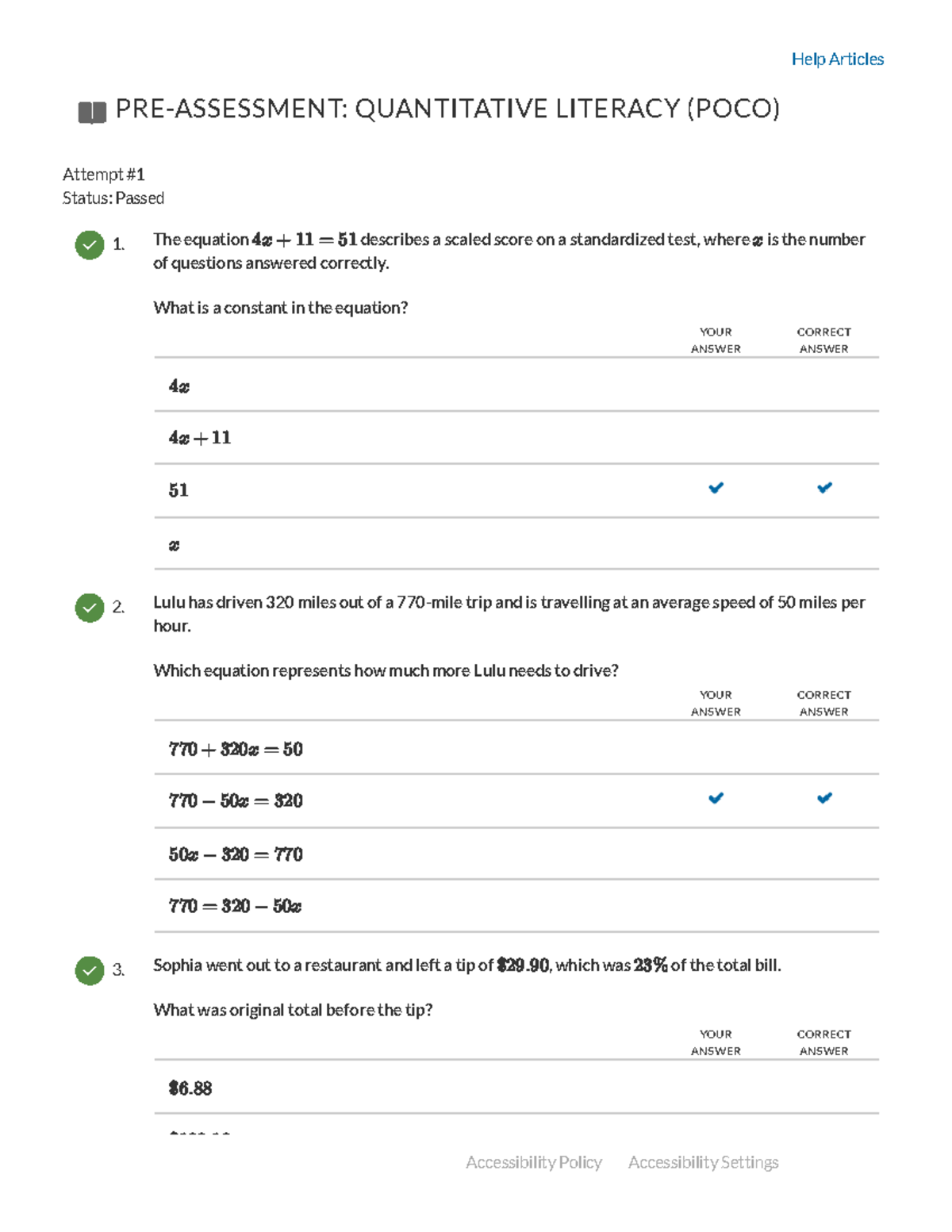 Math Pretest D771 - Quantitative Literacy (POCO) Attempt Passed - Studocu