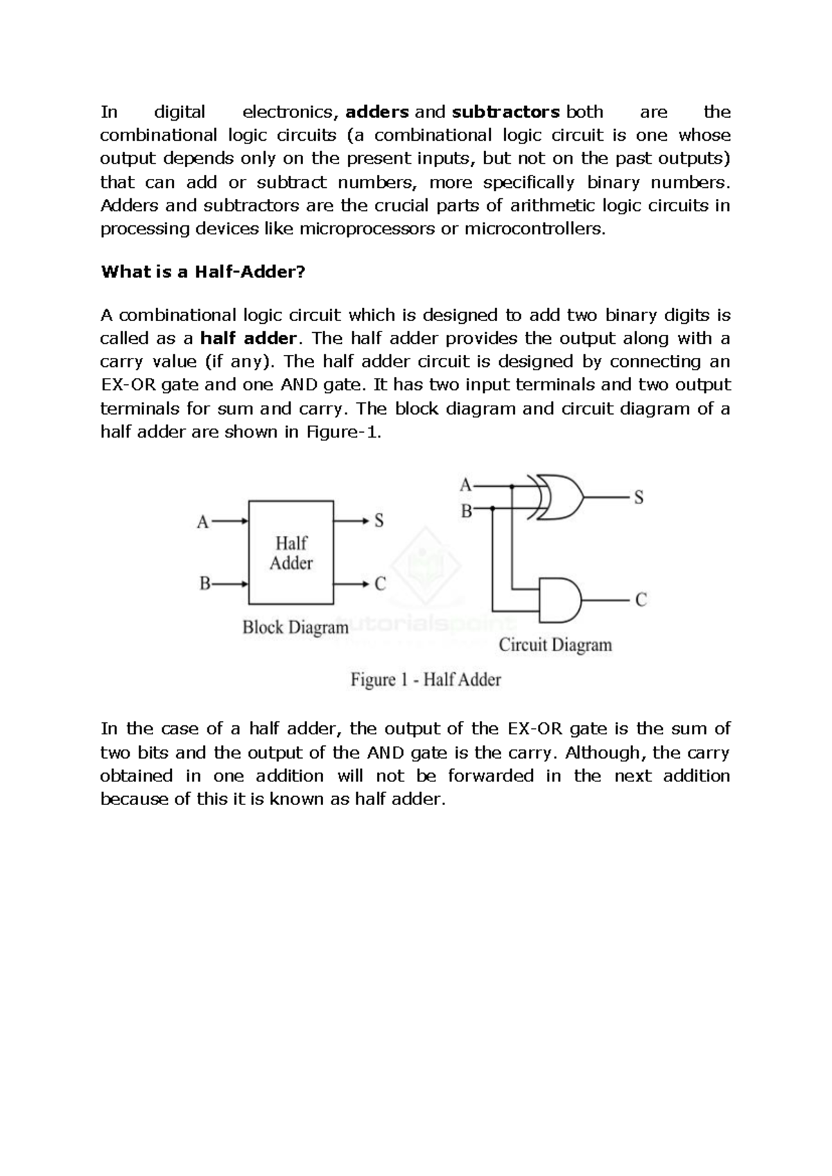 Digital Electronics: Adders, Subtractors & Logic Circuits (Unit 2 ...