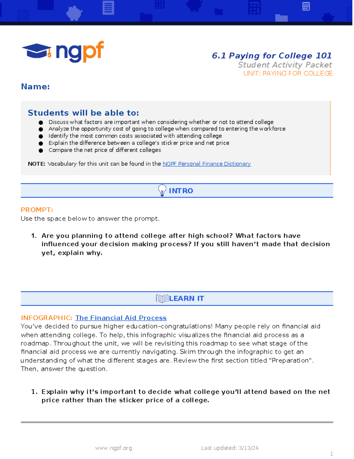 Paying for College 101: Factors, Costs & Financial Aid Process - Studocu