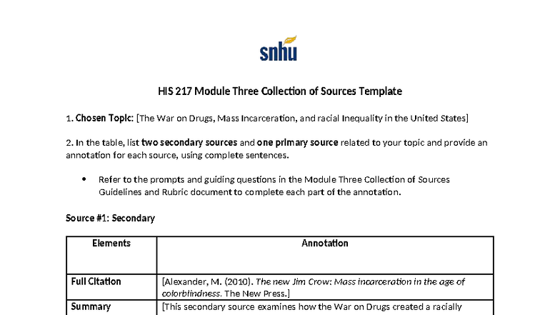 HIS 217 Module Three: Sources on War on Drugs & Racial Inequality - Studocu