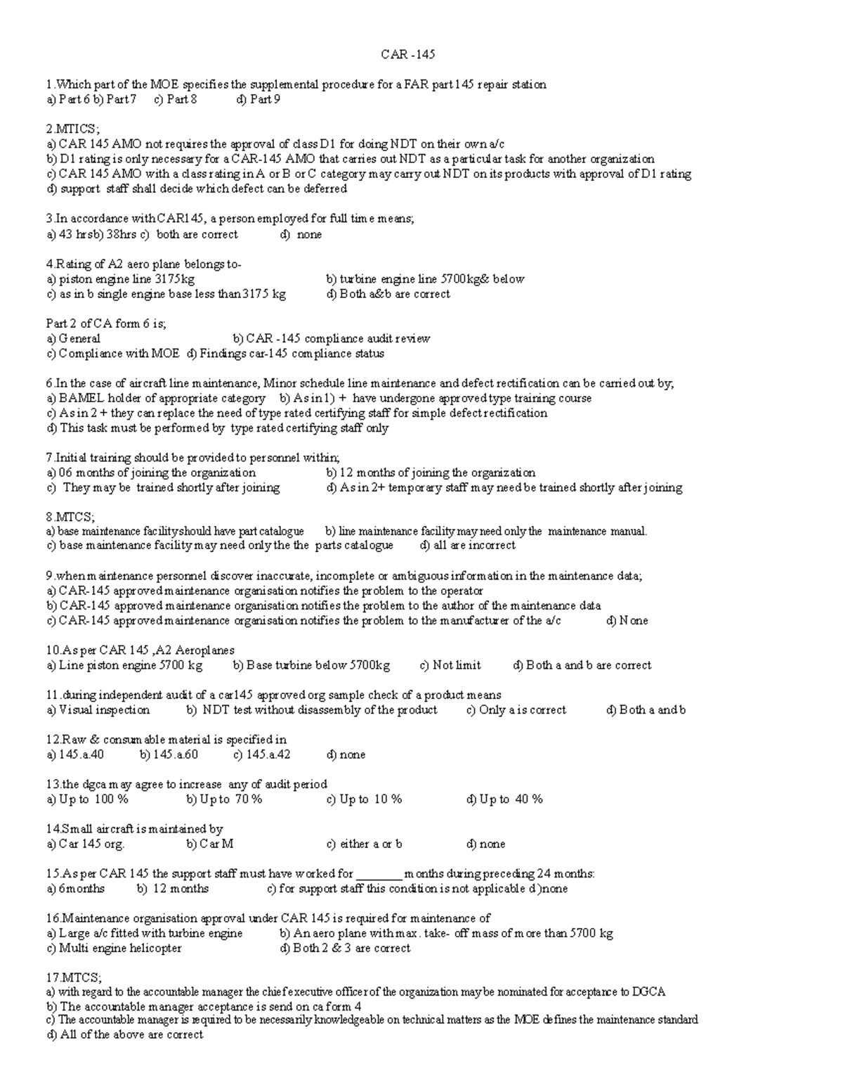CAR 145 - Comprehensive Guide to Maintenance Procedures and Regulations ...