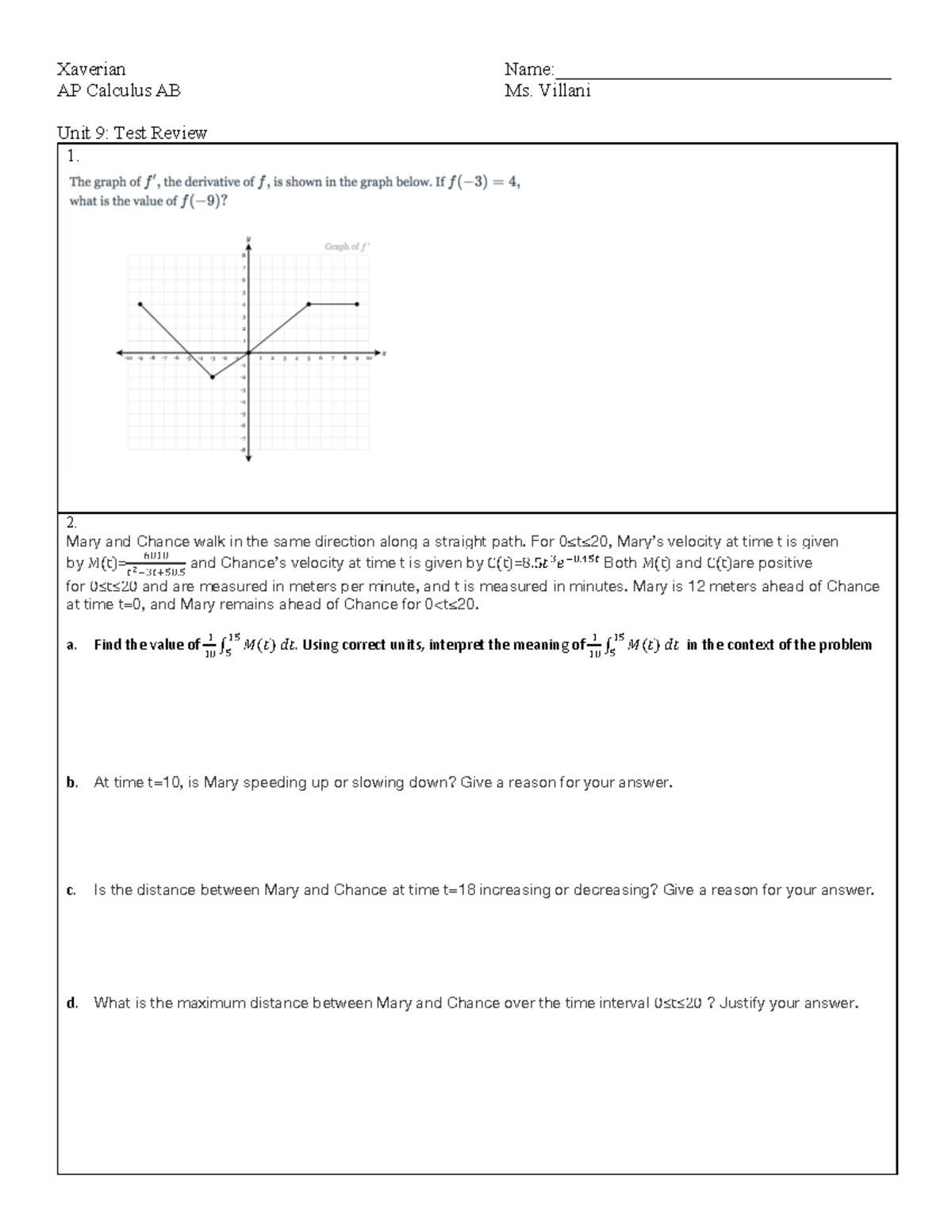 AP Calculus AB (Unit 9) Test Review 2024: Key Concepts and Problems ...