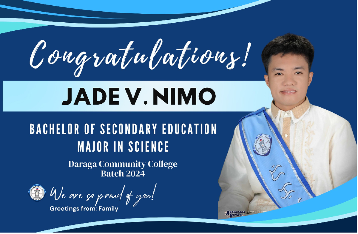 Doc1 - hjmhjm - bsed major in TLE - Congratulations! JADE V. NIMO ...