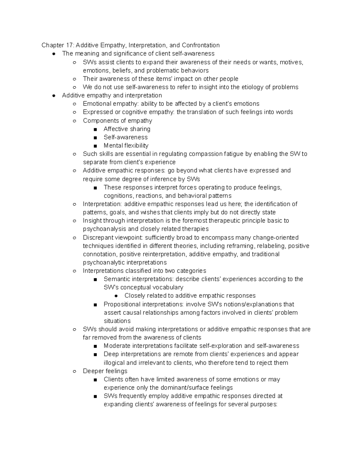 Chapter 17: Additive Empathy & Confrontation in Social Work Practice ...