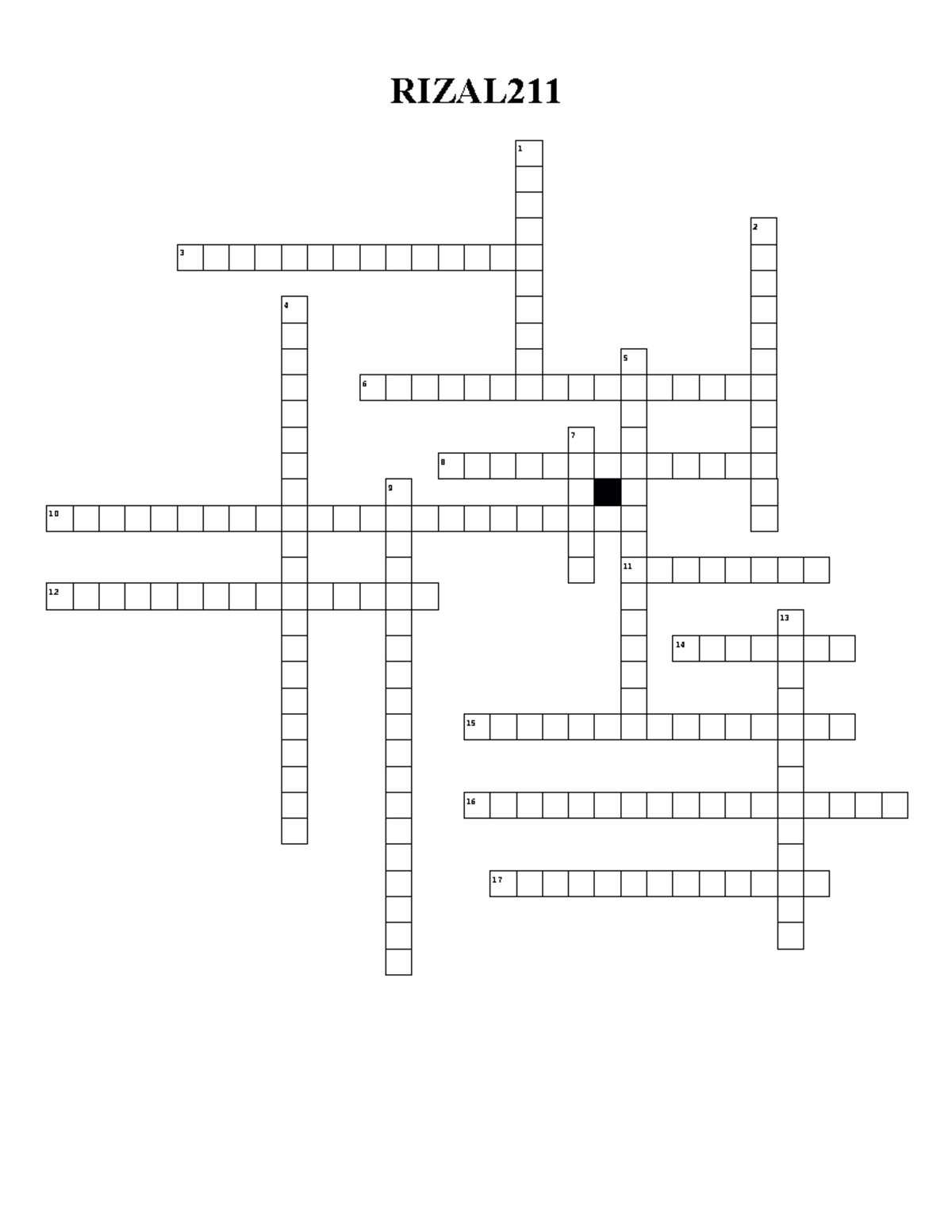 Crossword Puzzle ( Rizal 211) - RIZAL - Across 3. The Spanish historian ...