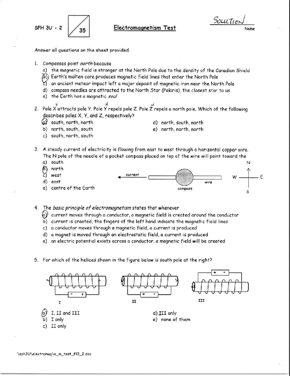 Em test 2 solution f13 - awerawer - SOLUTION SPH 3U 2 35 ...