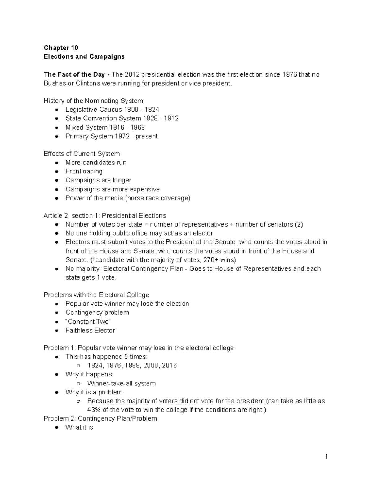 Chapter 10 Elections and Campaigns - History of the Nominating System ...