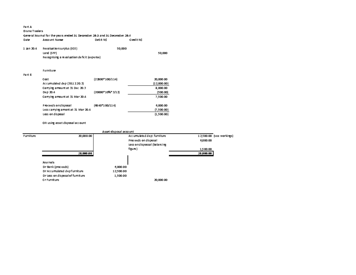 Bruno PPE Note - solution - Part ABruno TradersGeneral Journal for the ...