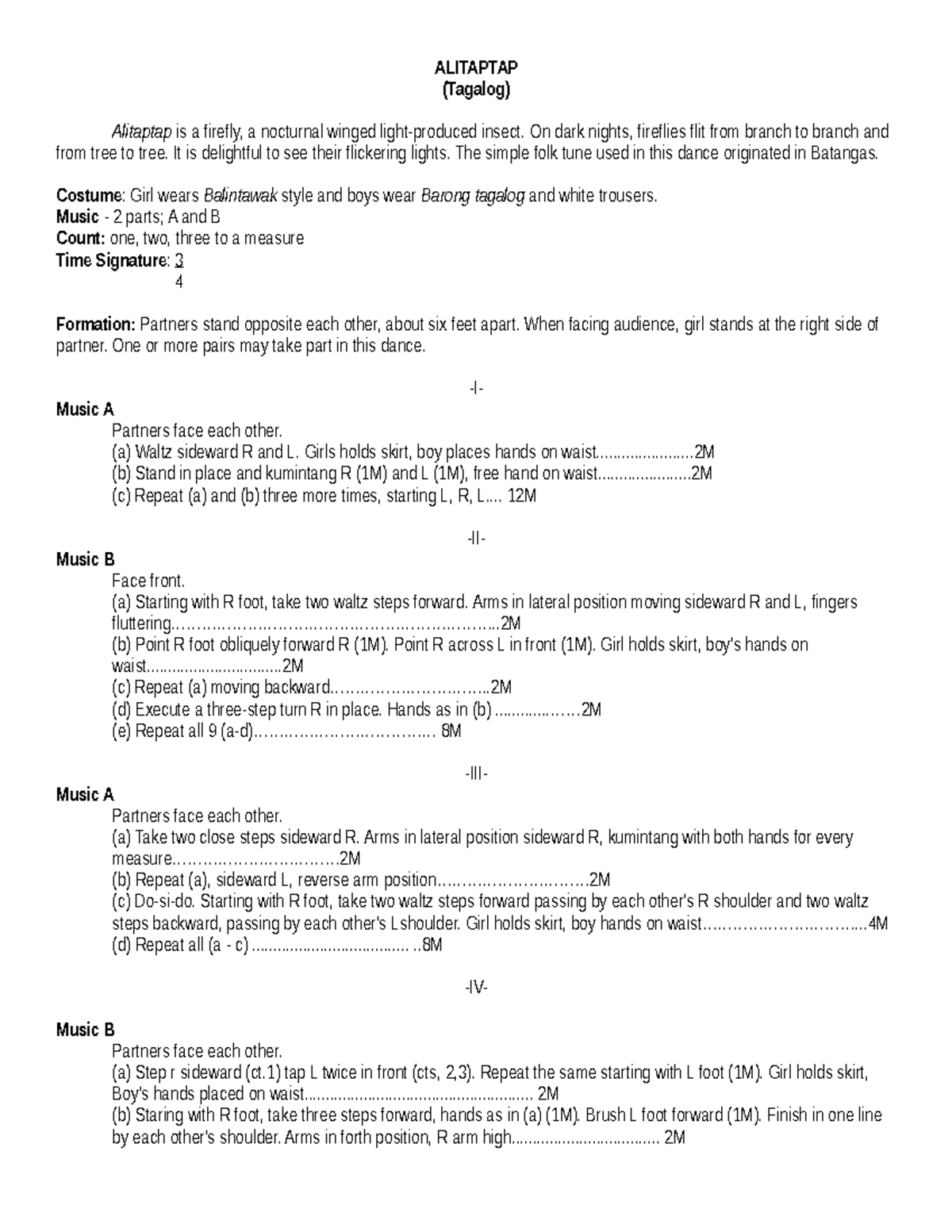 Alitaptap Dance Instructions (Tagalog) - Good Luck! - Studocu