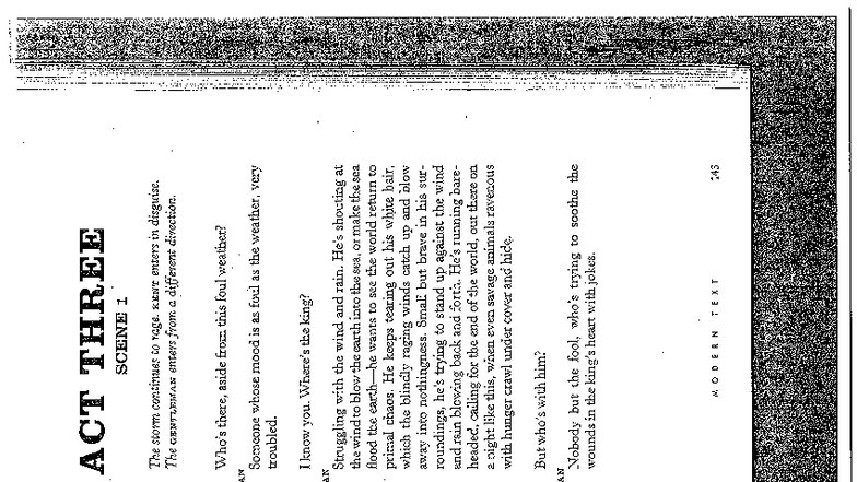 King Lear (ACT 3, SCENES 1-4) - Modern Text Analysis - Studocu