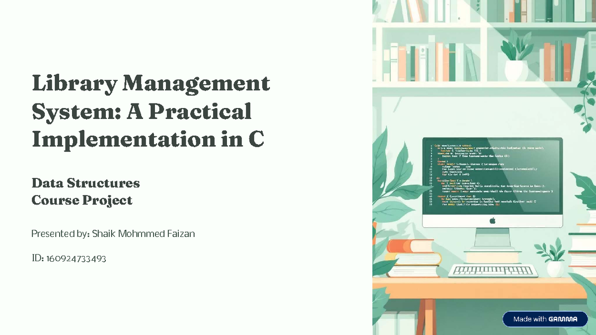 Library Management System (C) Project Implementation Overview - Studocu