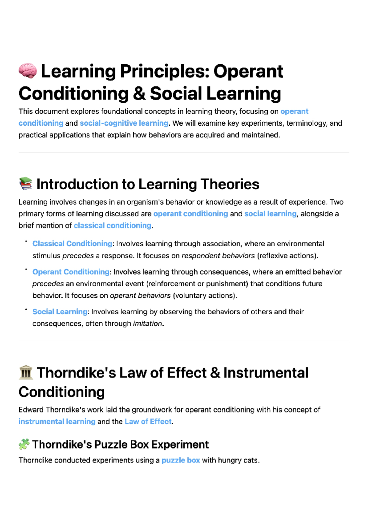 Learning Principles: Operant Conditioning & Social Learning Overview ...