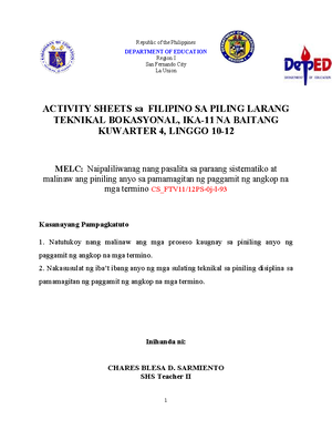 (WEEK 2) Pagbasa at Pagsusuri 11 Q1 Module 4-Ang Pagsulat ng Halimbawa ...
