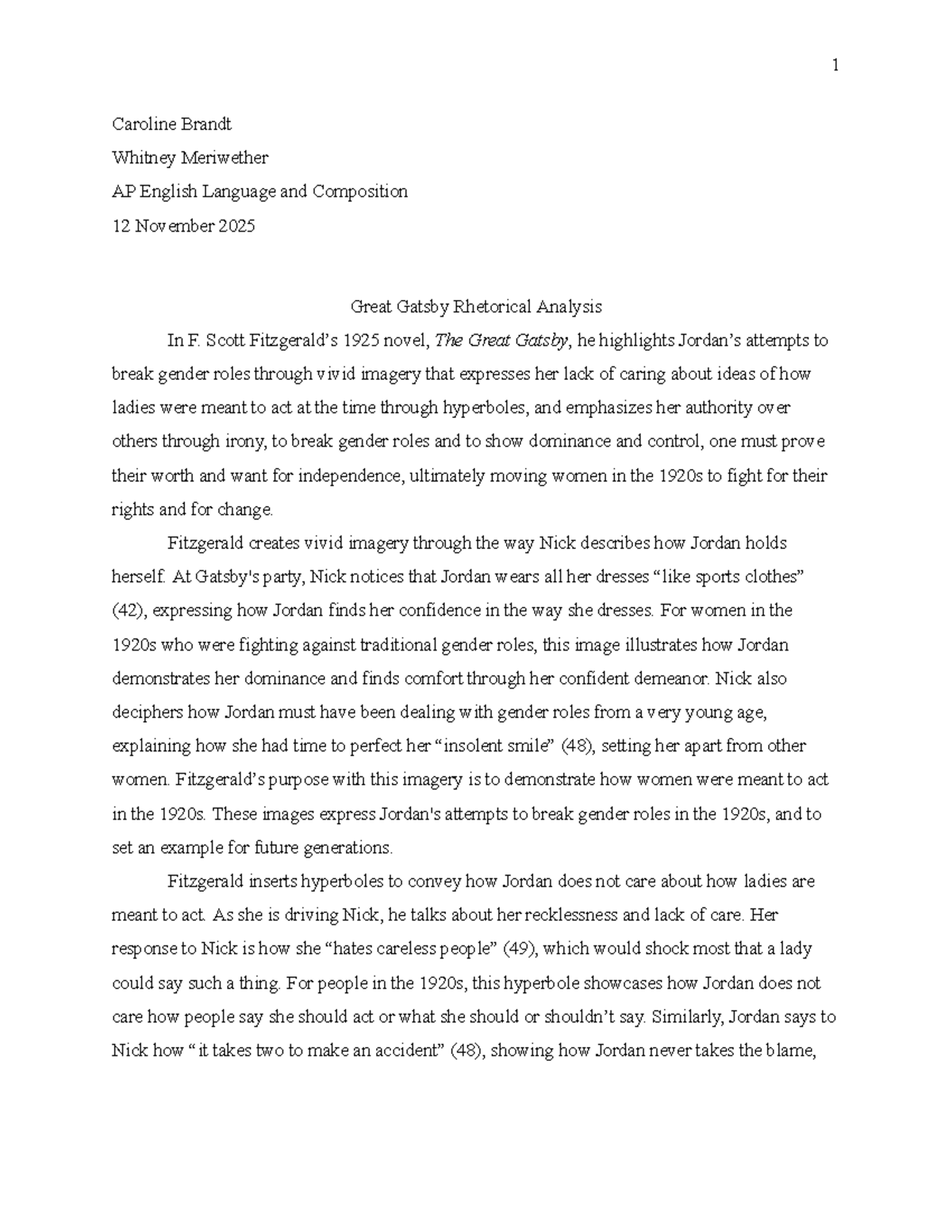 AP English Language and Composition: Rhetorical Analysis of The Great ...