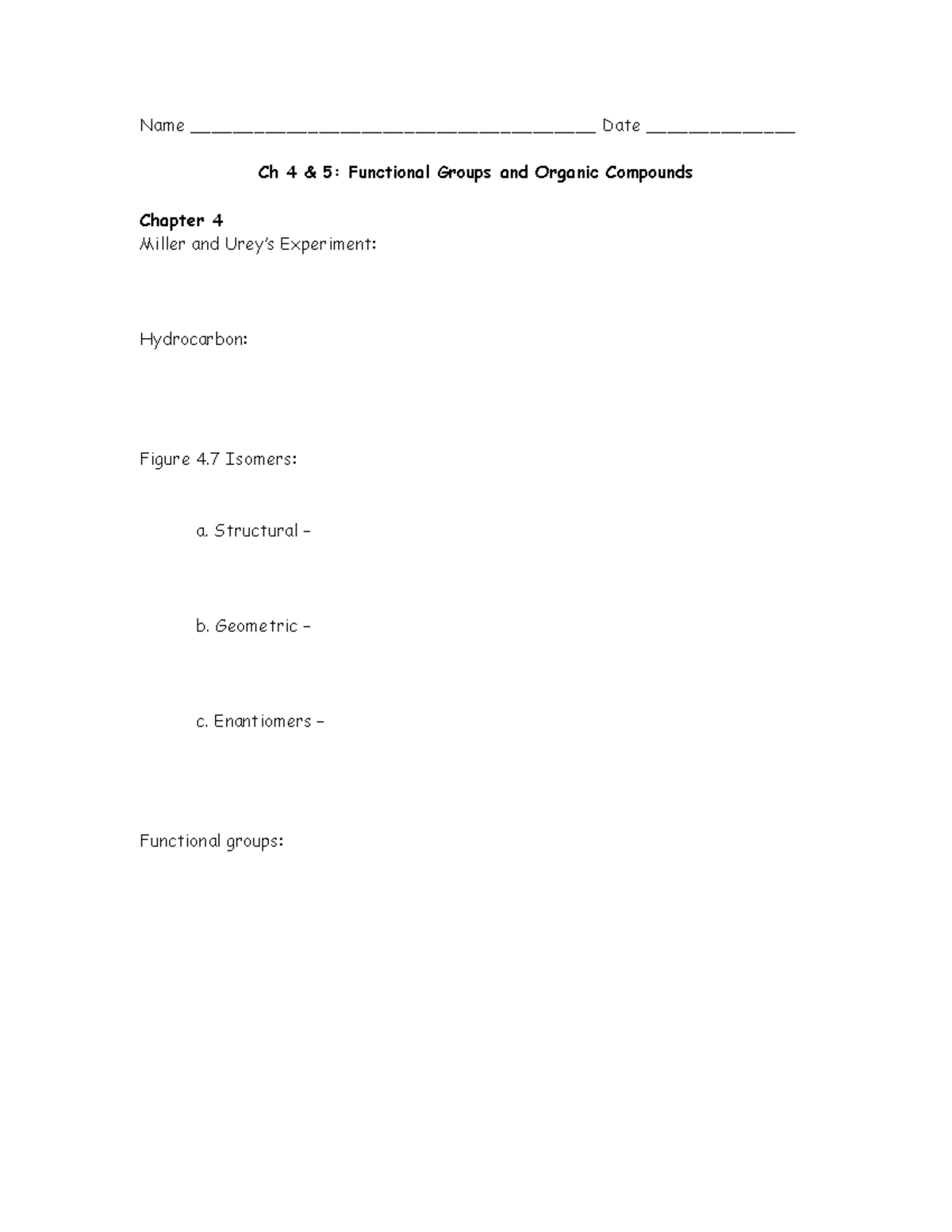Functional Groups, Organic Compounds Notes - Name ...