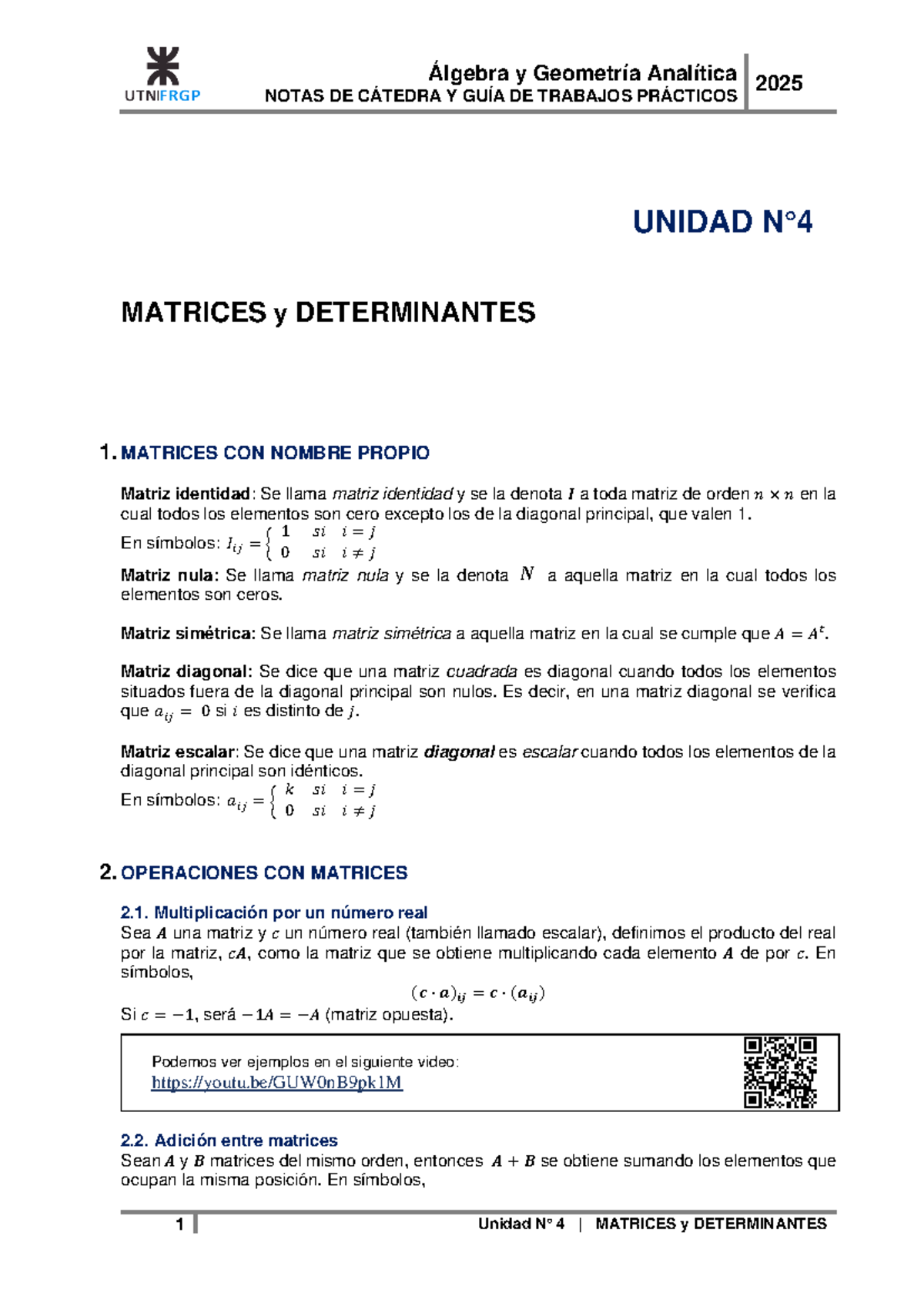 Álgebra y Geometría Analítica 2025: Notas de Cátedra y Práctica sobre ...