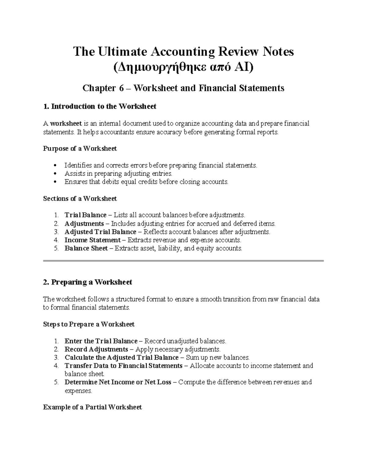 Chapter 6 - Comprehensive Guide on Worksheets & Financial Statements ...