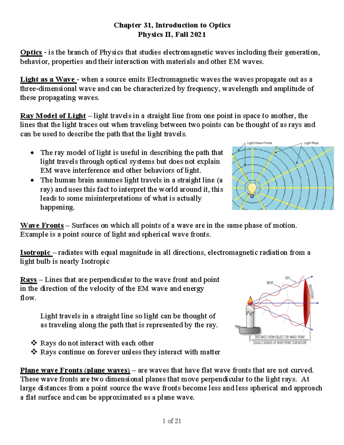 Chapter 31 Intro To Optics Chapter 31 Introduction To Optics