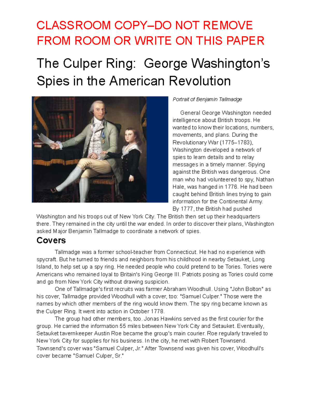 HIST 101: The Culper Ring - George Washington's Spies in the Revolution ...