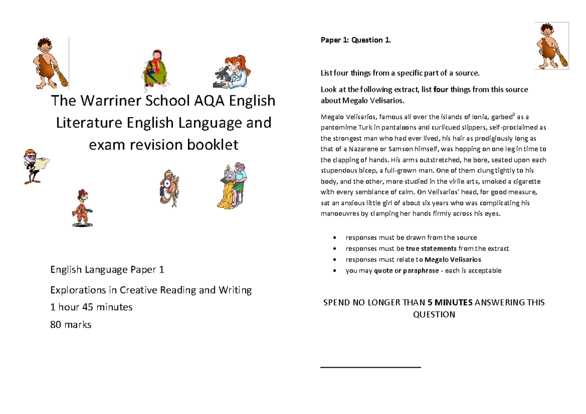 AQA English Literature & Language Paper 1 & 2 Revision Guide - Studocu