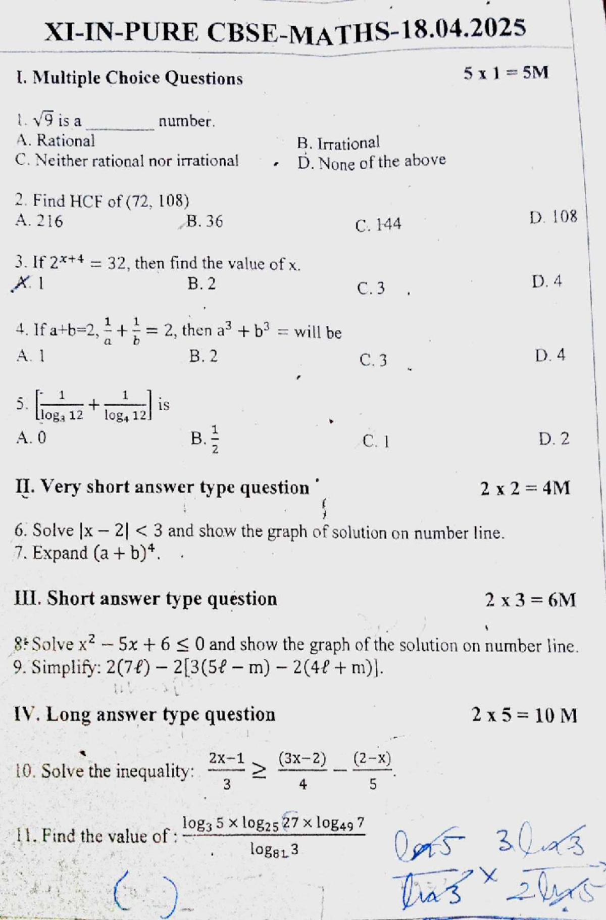 Maths Practice QPs - Grade 11 Weekly Test Questions - Studocu