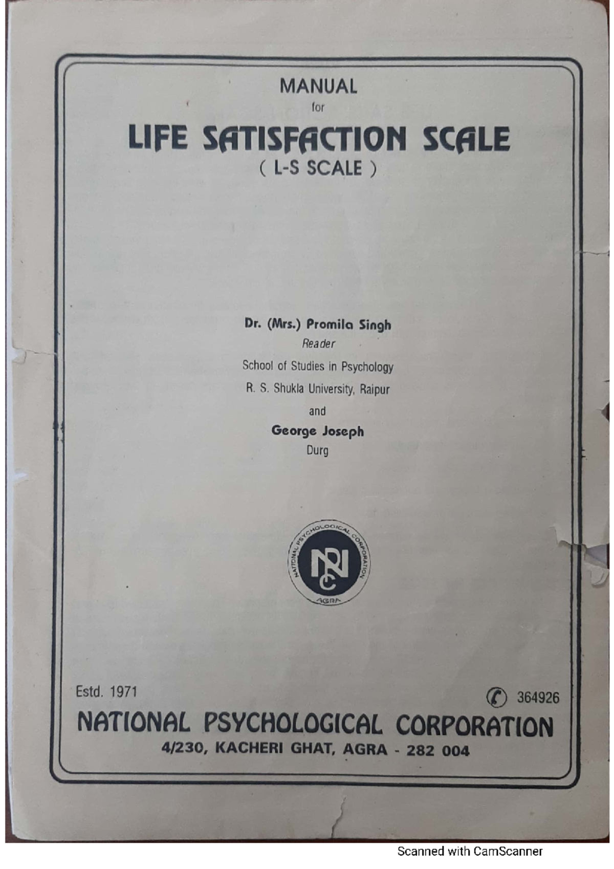 Life Satisfaction Scale: Assessment and Interpretation Techniques - Studocu